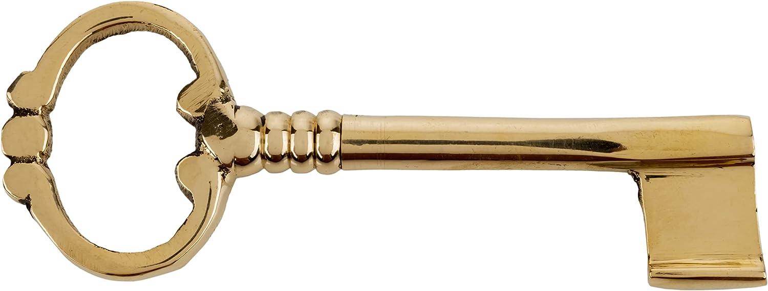 Solid Brass Plated Hollow Barrel Skeleton Key for Antique Cabinet Door ...