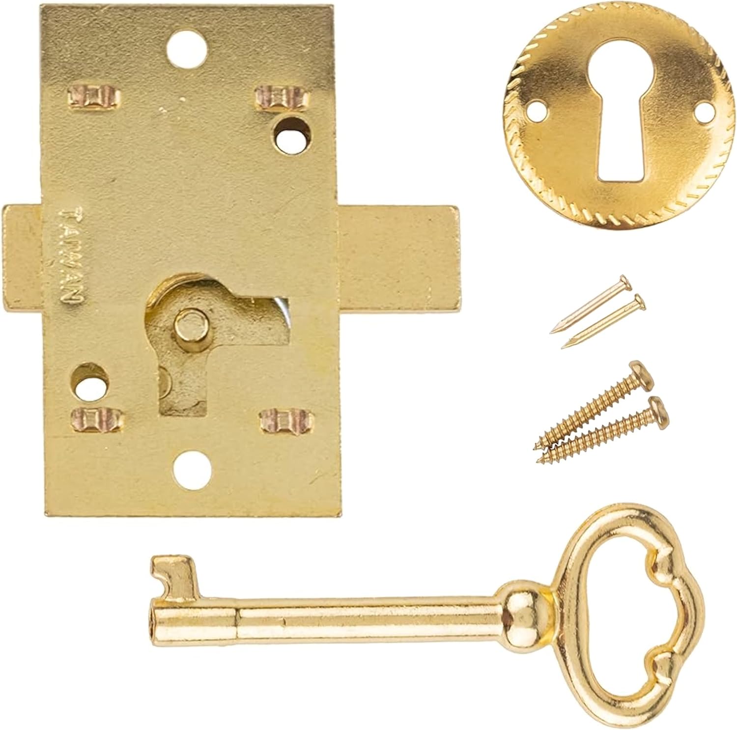 Small Brass Flush Mount Lock Set for Cabinet Doors & Drawers ...