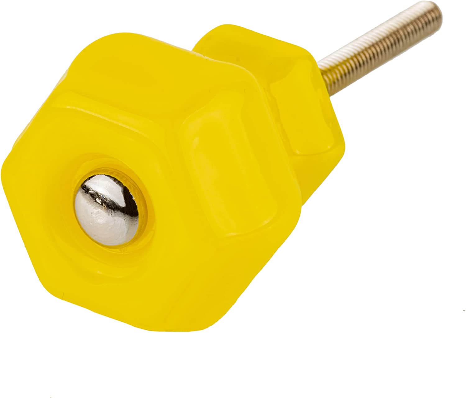 Depression Era Hexagonal Lemon Yellow Glass Drawer Knob | Diameter: 1 ...