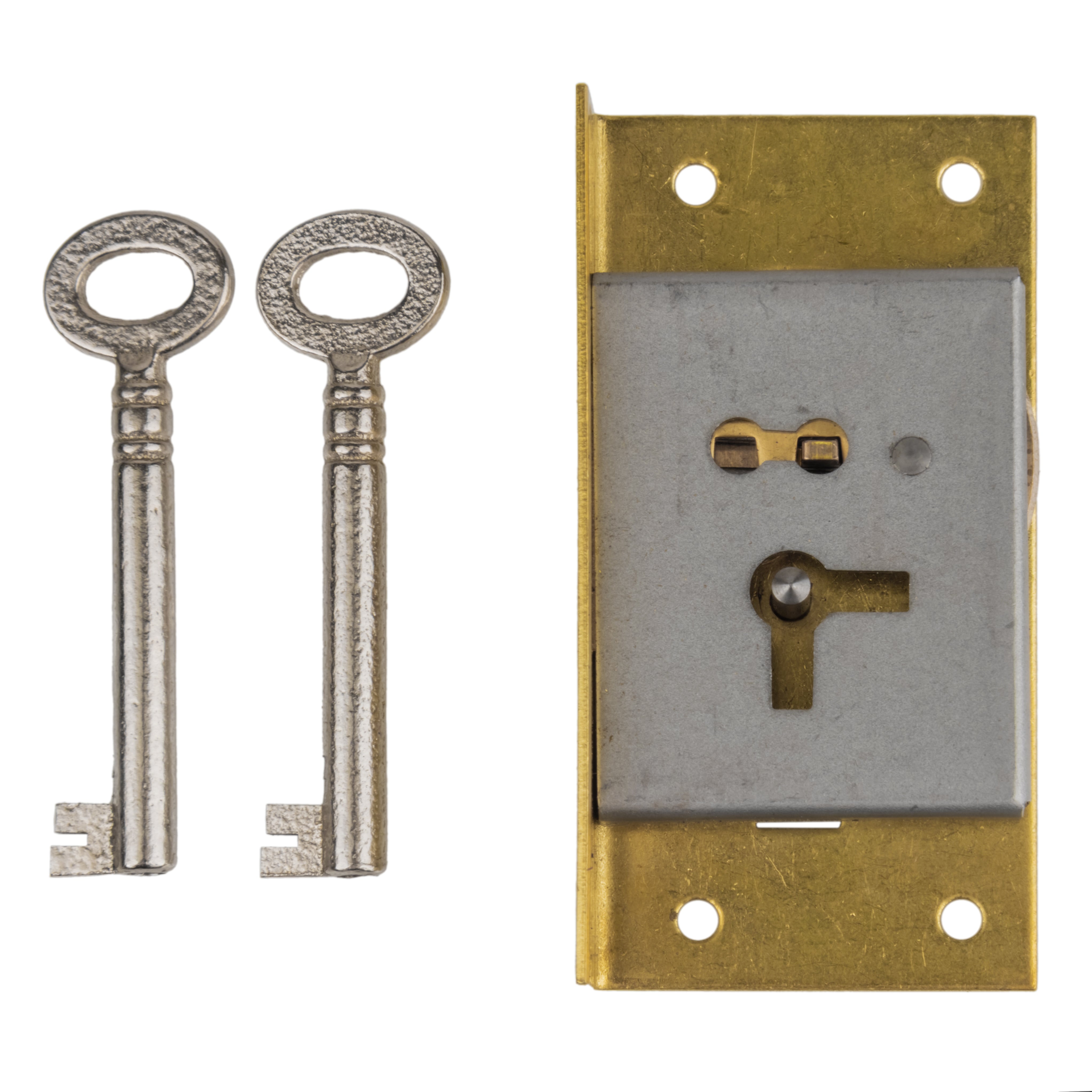 Brass Half Mortise Lock with Two Skeleton Keys for Right Hand Cabinet ...